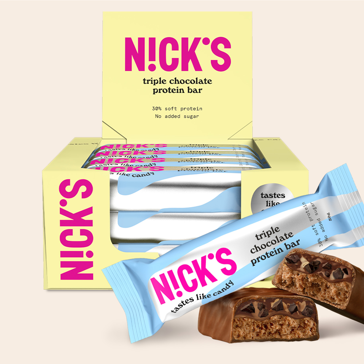 Proteinbar Triple chocolate | Proteinbar utan tillsatt socker – NICK'S EU
