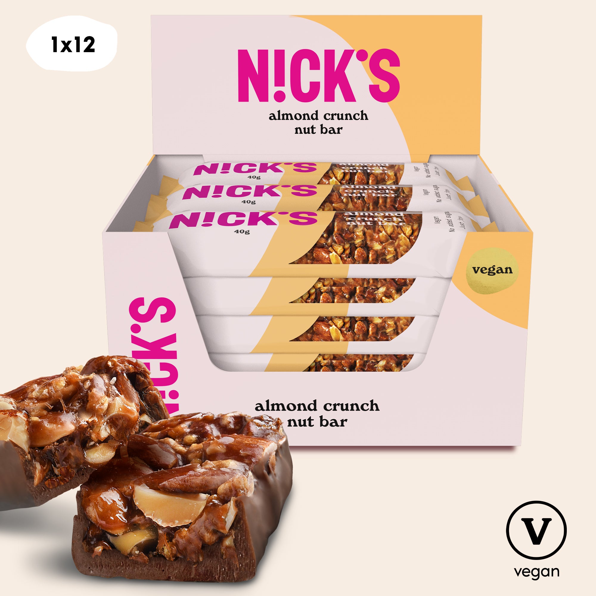 Nut bar Almond crunch 12 x 40g – NICK'S EU